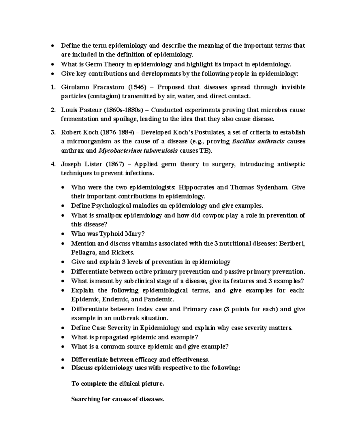 Epidemiology Practice Questions: Key Concepts and Historical ...