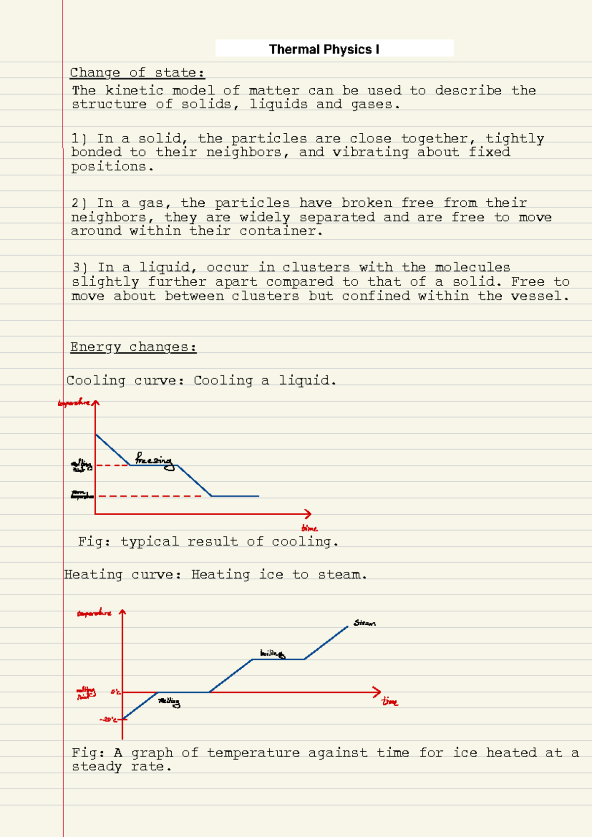 Thermal Physics I-1-2 - Notes on Change of state, Energy changes and ...