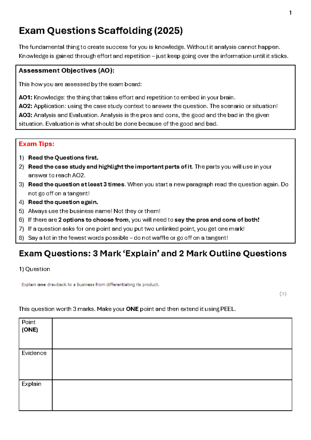 Exam Scaffold Pack for Y11 GCSE: Tips & Techniques for 2025 - Studocu