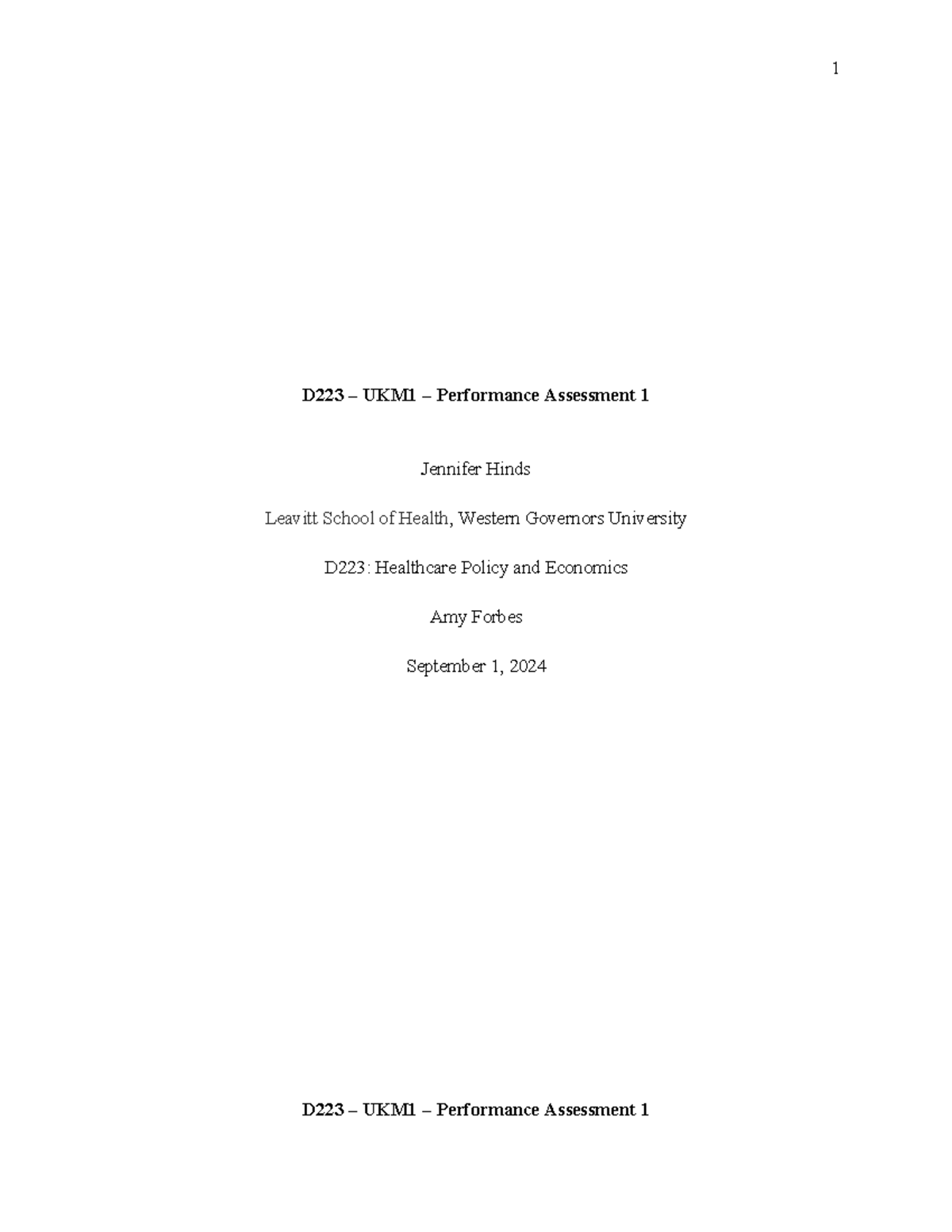 D223 Task 1 Assignment - D223 – UKM1 – Performance Assessment 1 ...