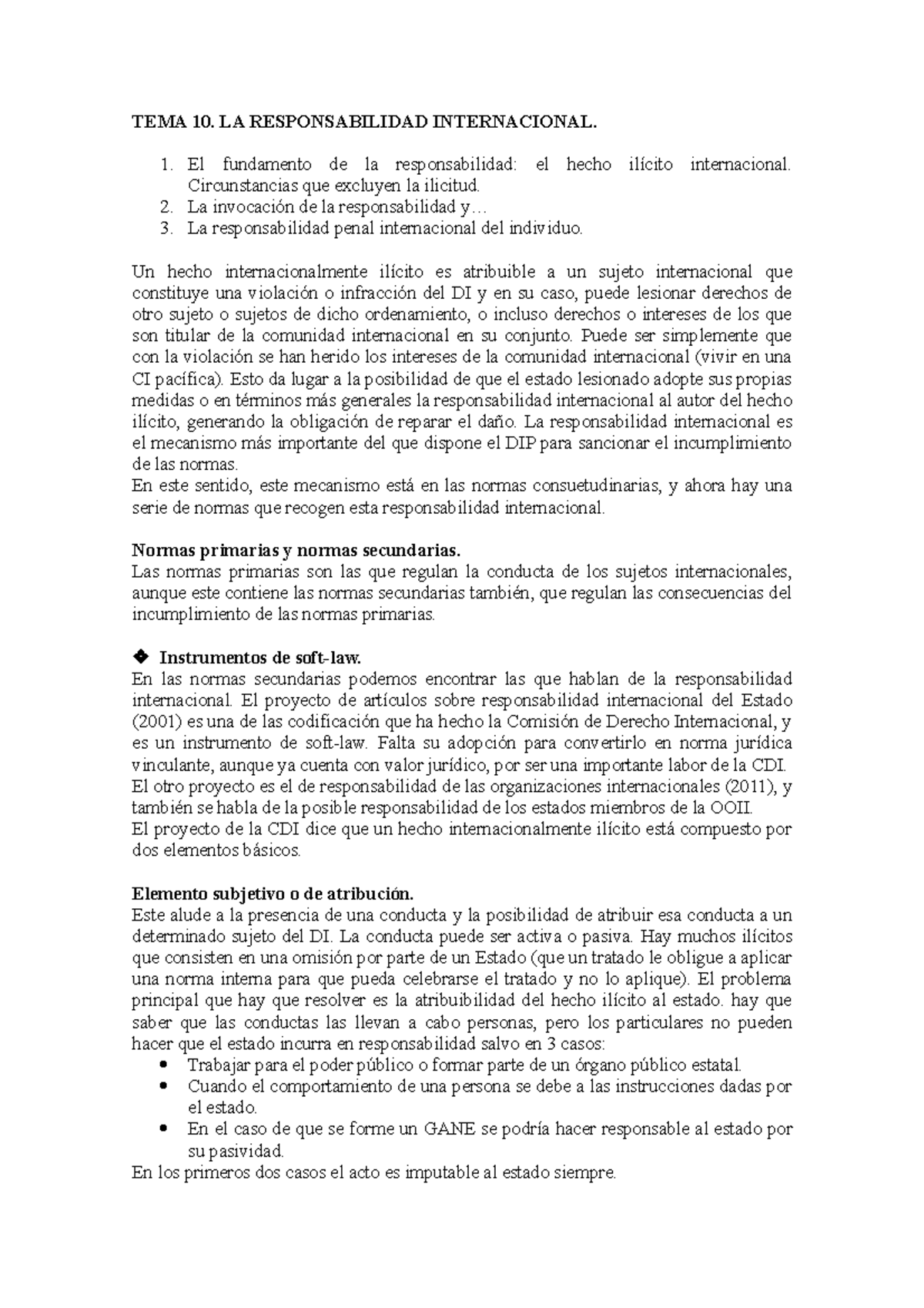 Temas 10 y 11 DIP - TEMA 10. LA RESPONSABILIDAD INTERNACIONAL. El fundamento de la ...