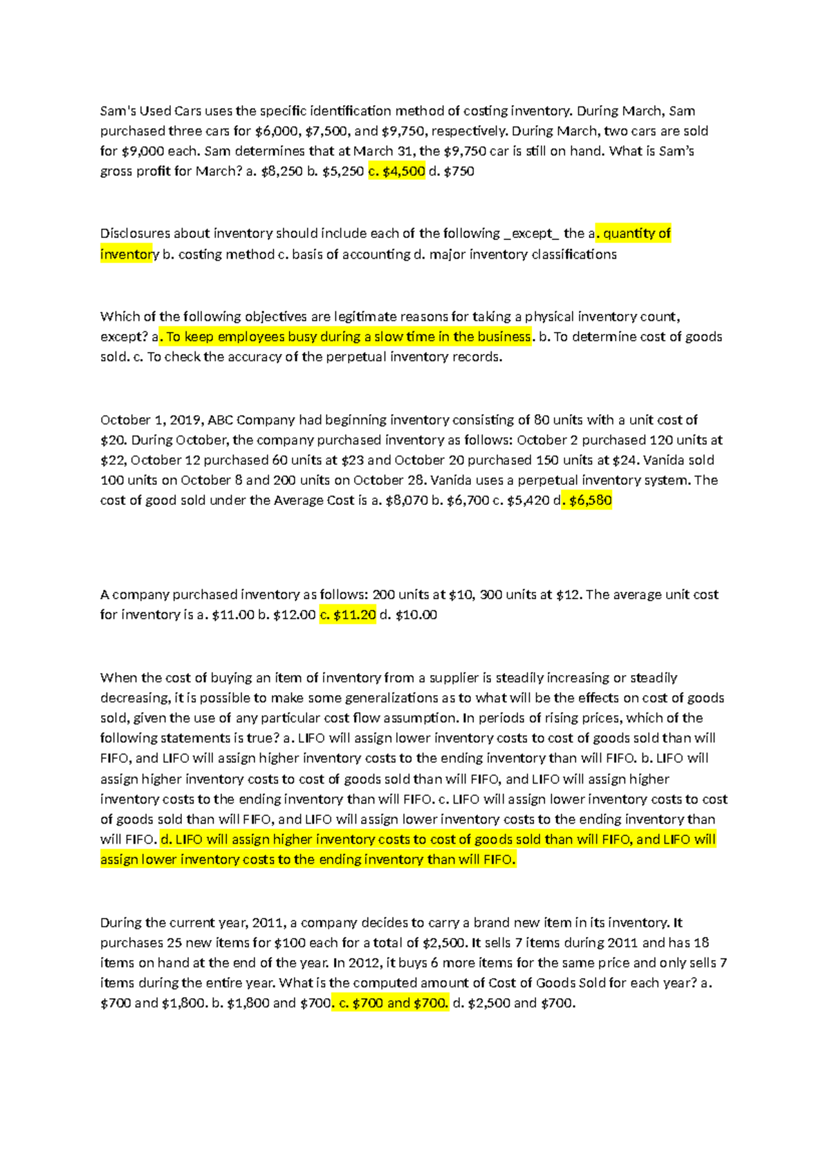 NLKT C6 - Inventory Costing Methods and Gross Profit Analysis - Studocu