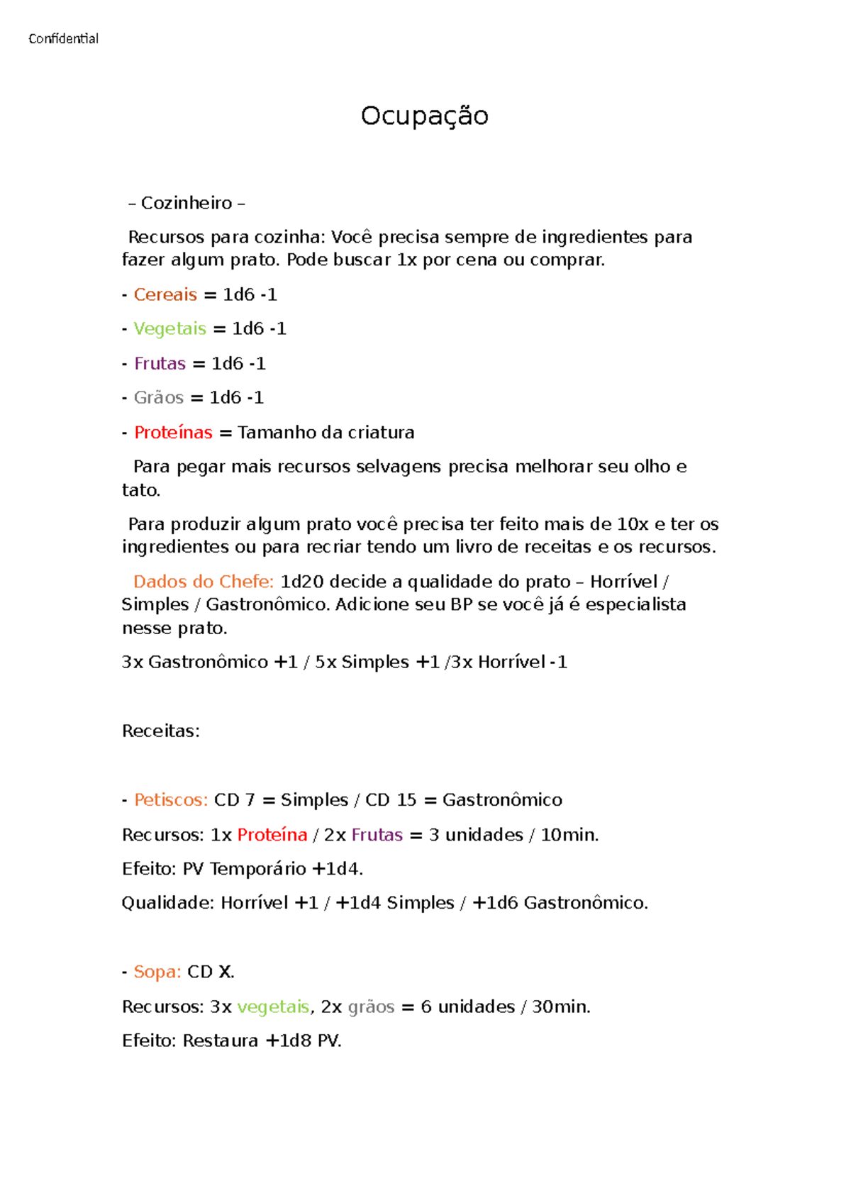 RPG Cozinheiro - Recursos e Receitas para Cozinha - Studocu