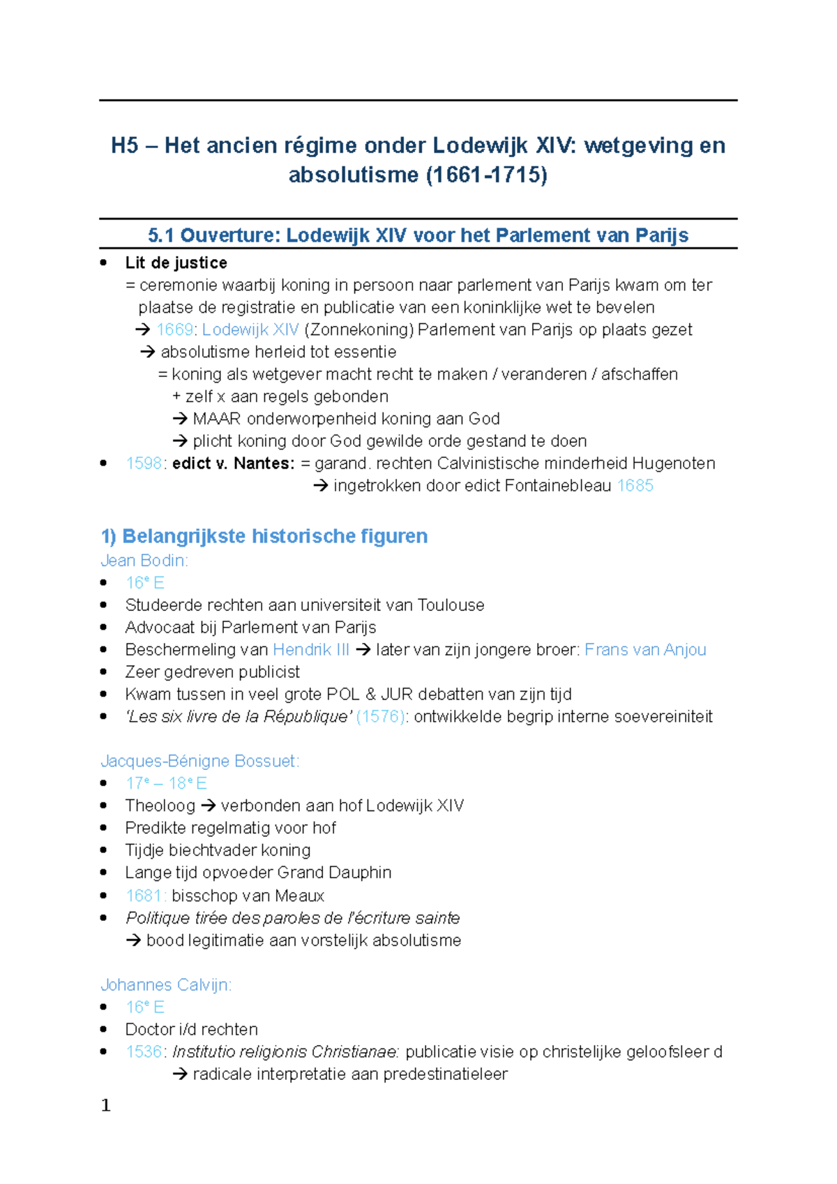 H5 - Het Ancien Régime onder Lodewijk XIV: Wetgeving en Absolutisme ...