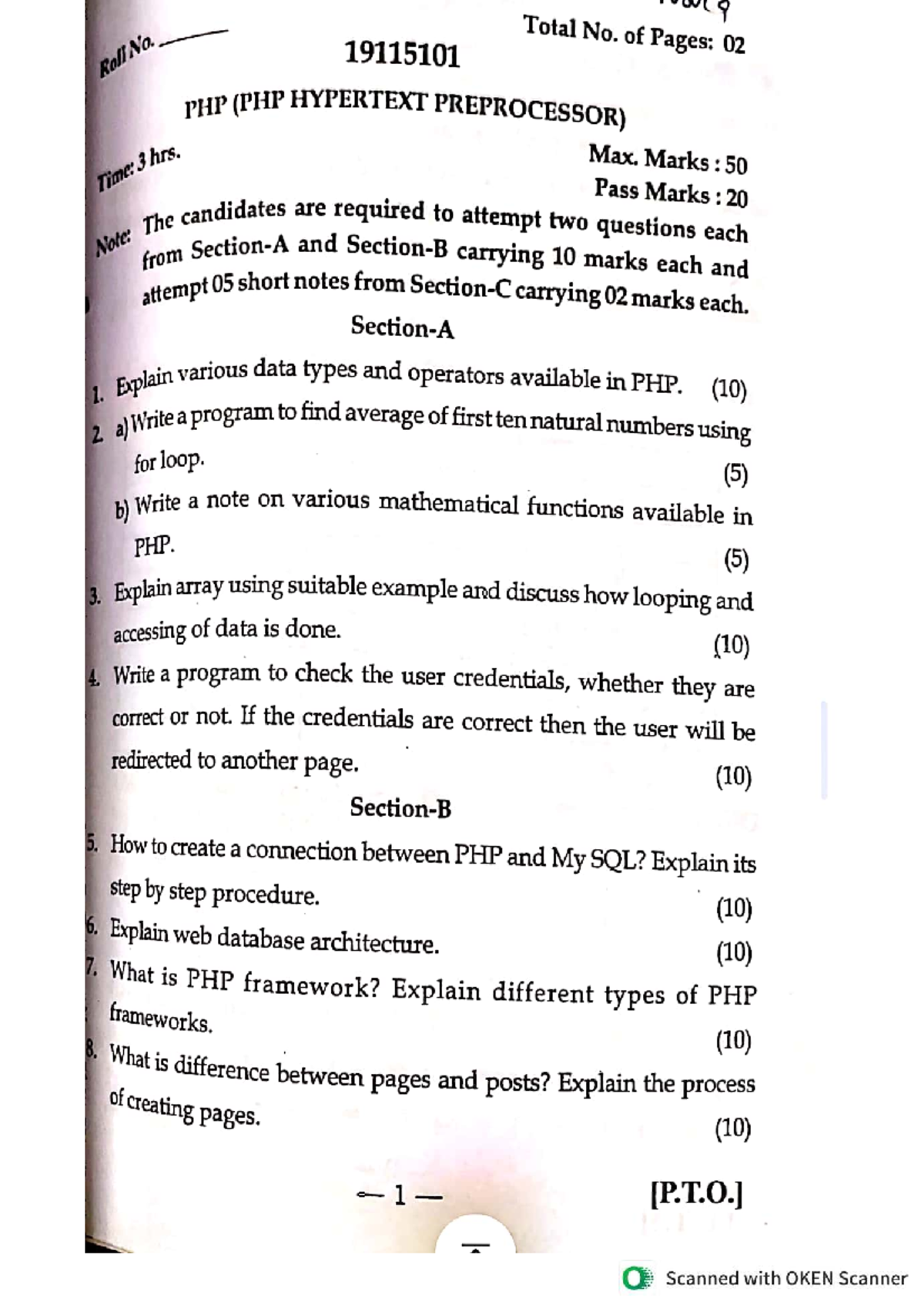 Web Development Using PHP PYQP: Exam Questions & Notes - Studocu