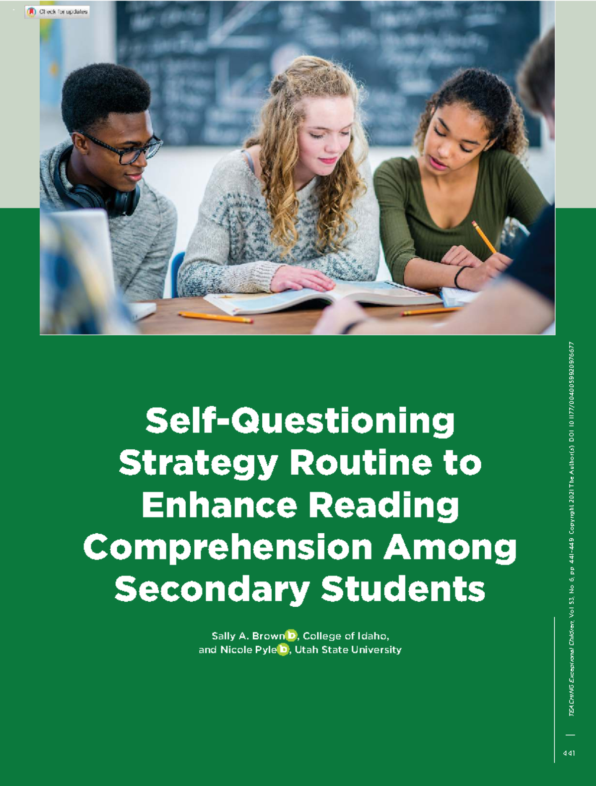 Self-Questioning Strategy Routine for Enhancing Reading Comprehension ...