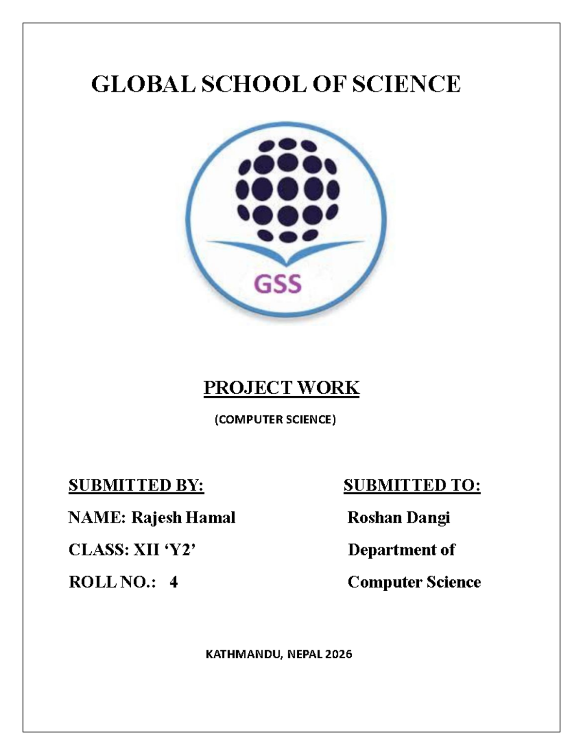 C Programming, JavaScript & DBMS Project Work (CS XII) - Studocu