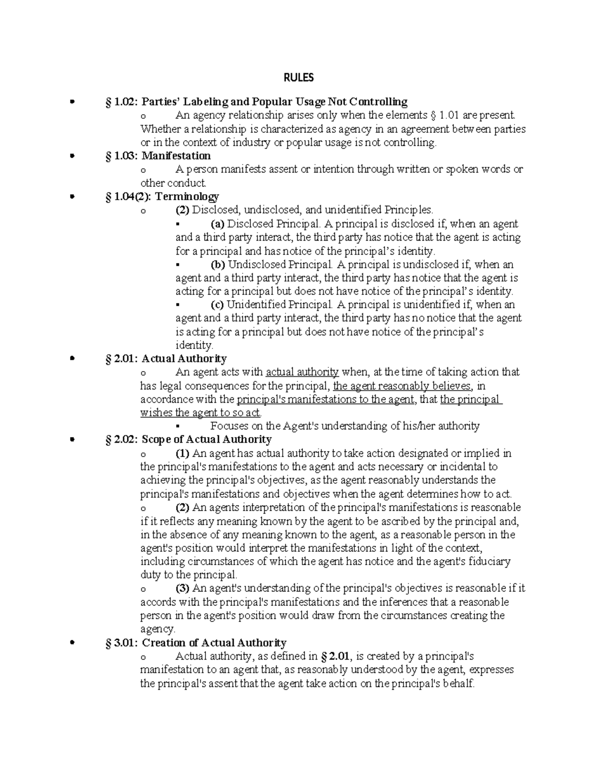 ALL Rules - Summary Business Org - RULES § 1: Parties’ Labeling and ...