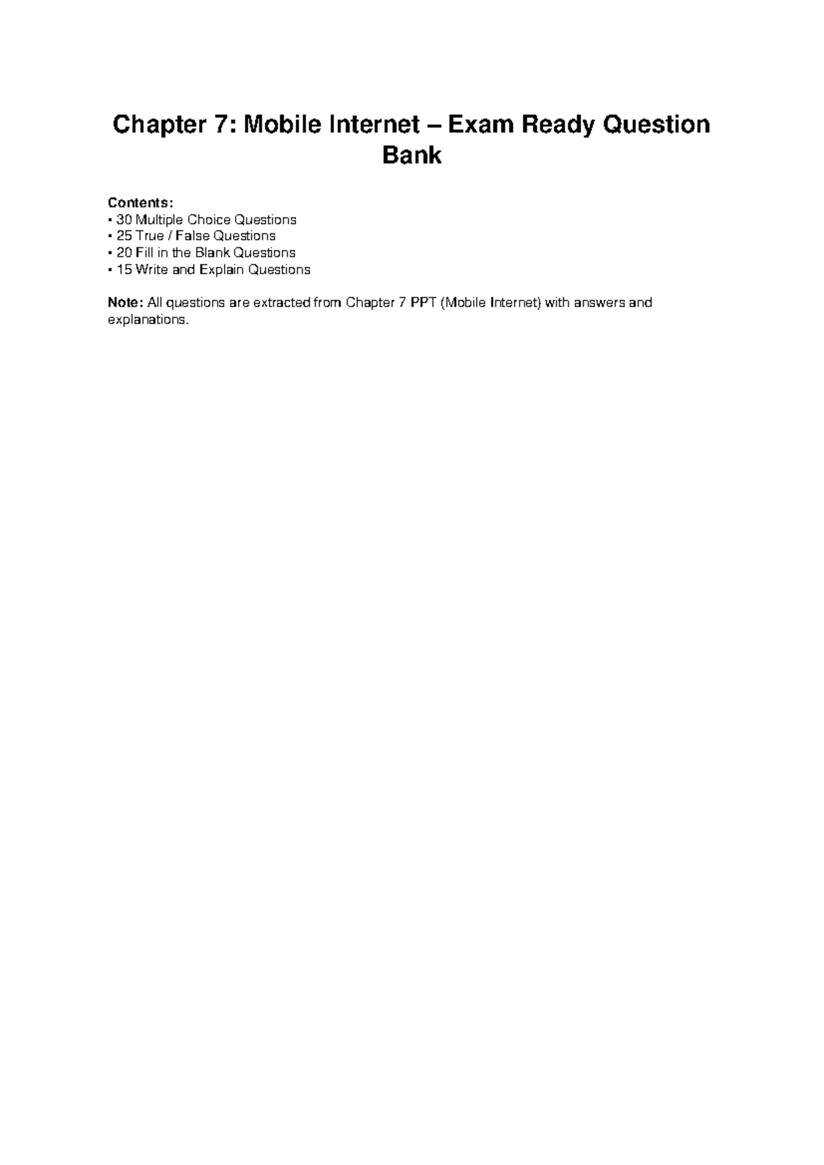 Chapter 7: Mobile Internet Exam Prep Q&A Bank - Studocu