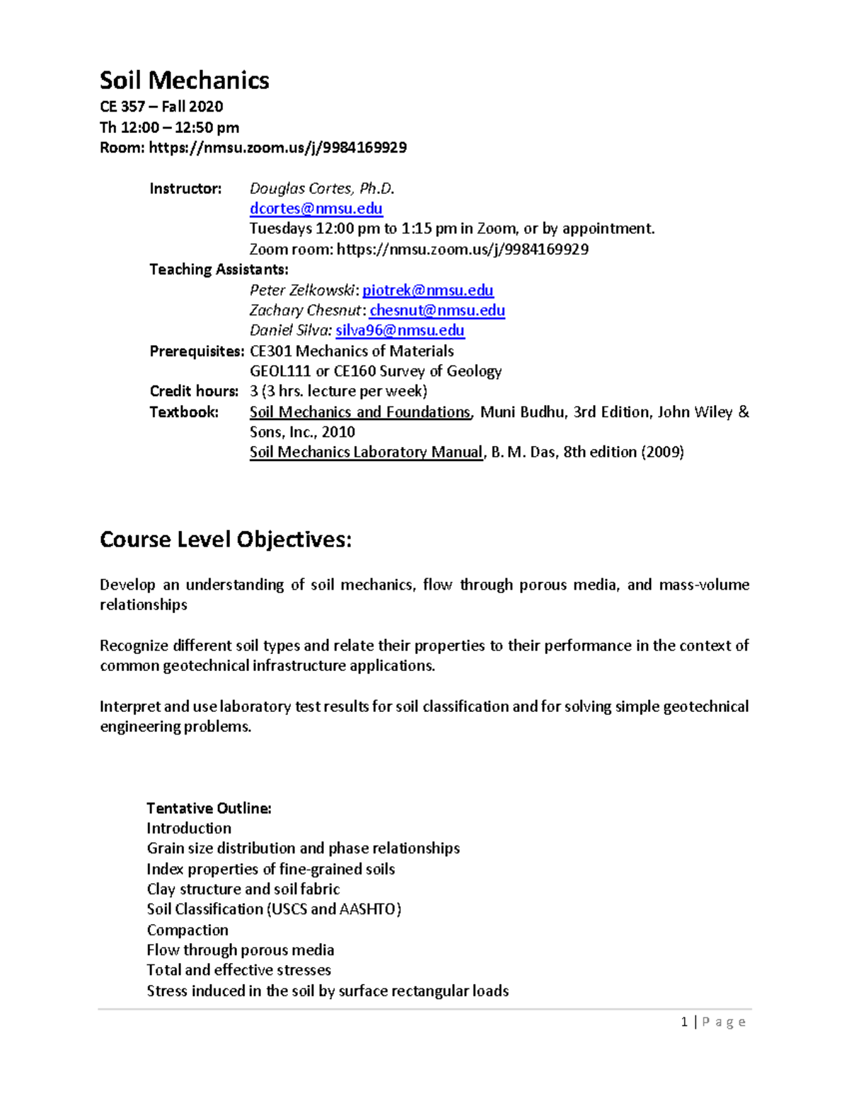 CE 357 - Syllabus - F2020 - Warning: TT: undefined function: 32 Warning ...