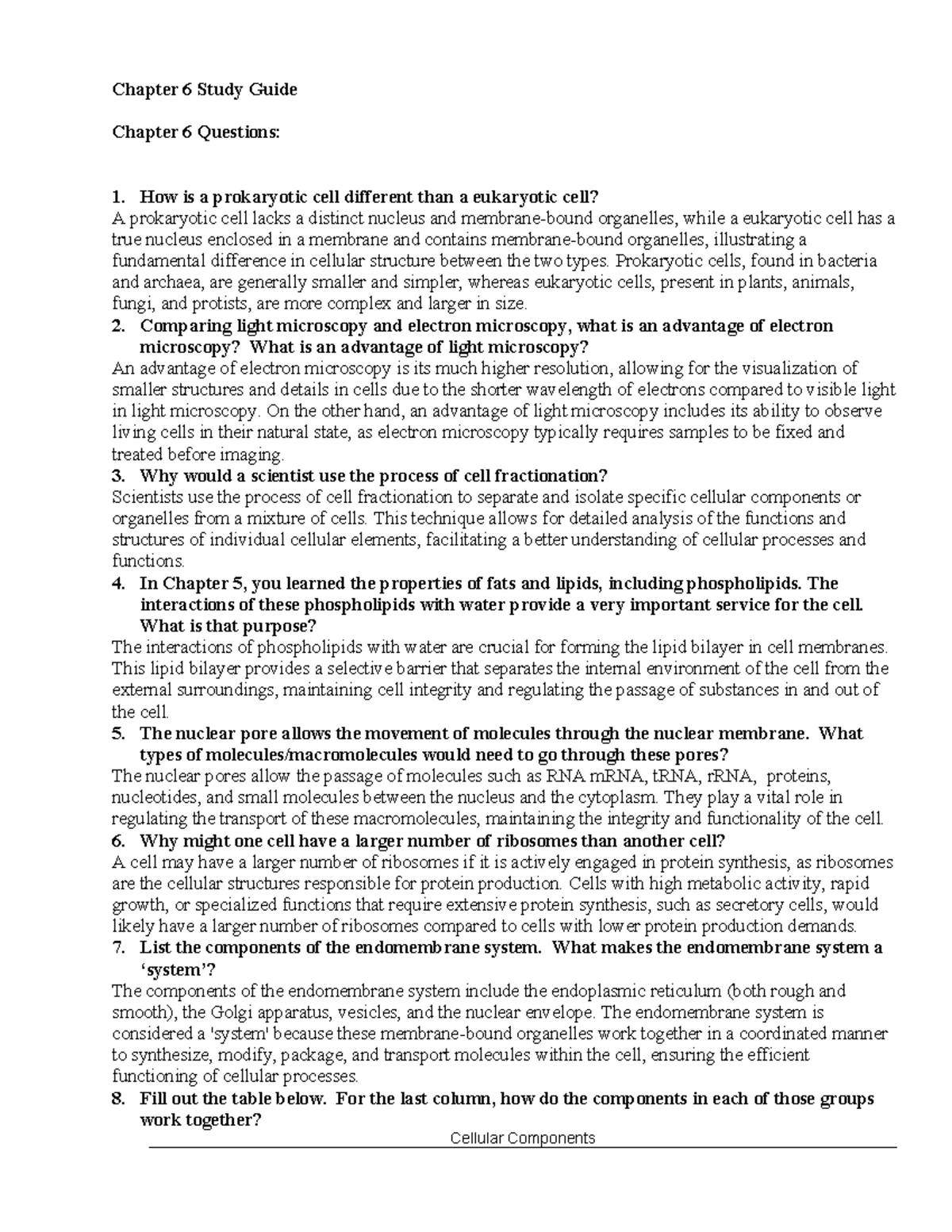 Biology 101: Updated Chapter 5 Study Guide (8-25-23) - Studocu