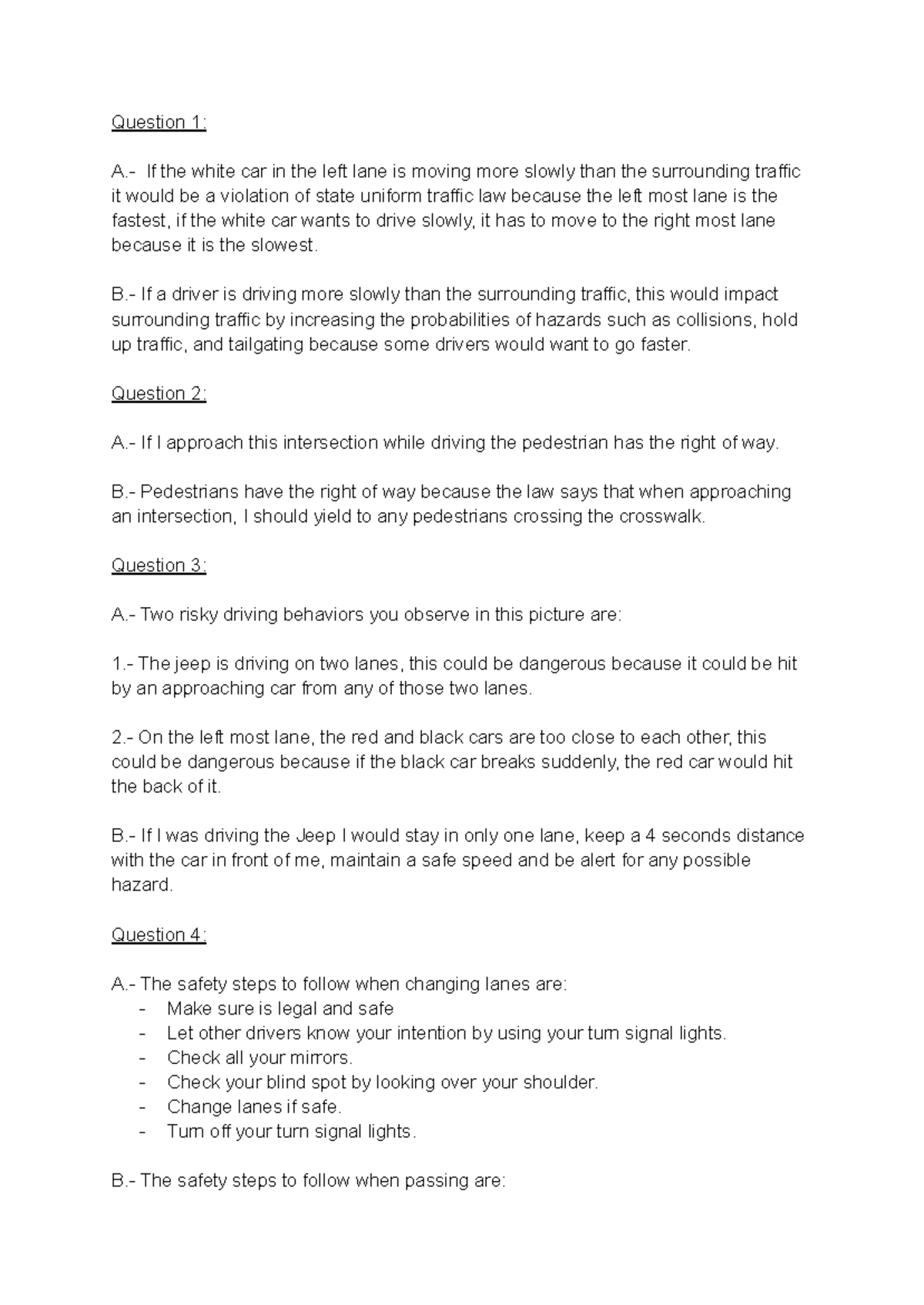 Assignment 7.5: Traffic Laws & Safe Driving Practices - Studocu