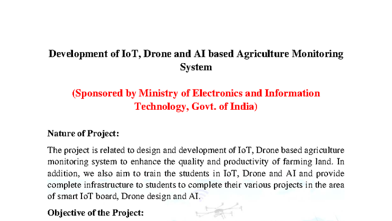 Smart Agriculture Using IoT & Drones: Project Overview (34252) - Studocu