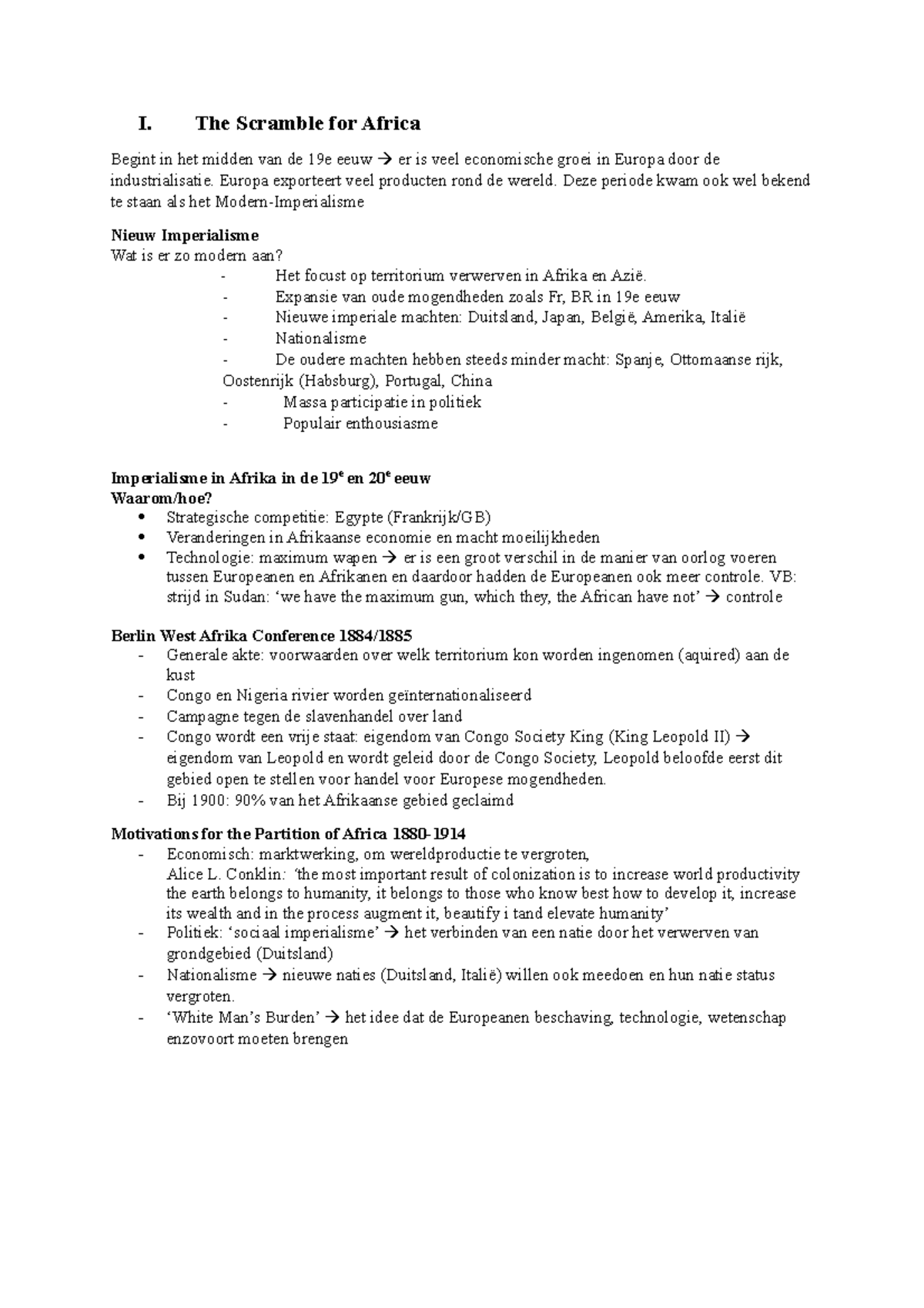 Hoorcollege 4: Modern Imperialism and the Scramble for Africa - Studeersnel