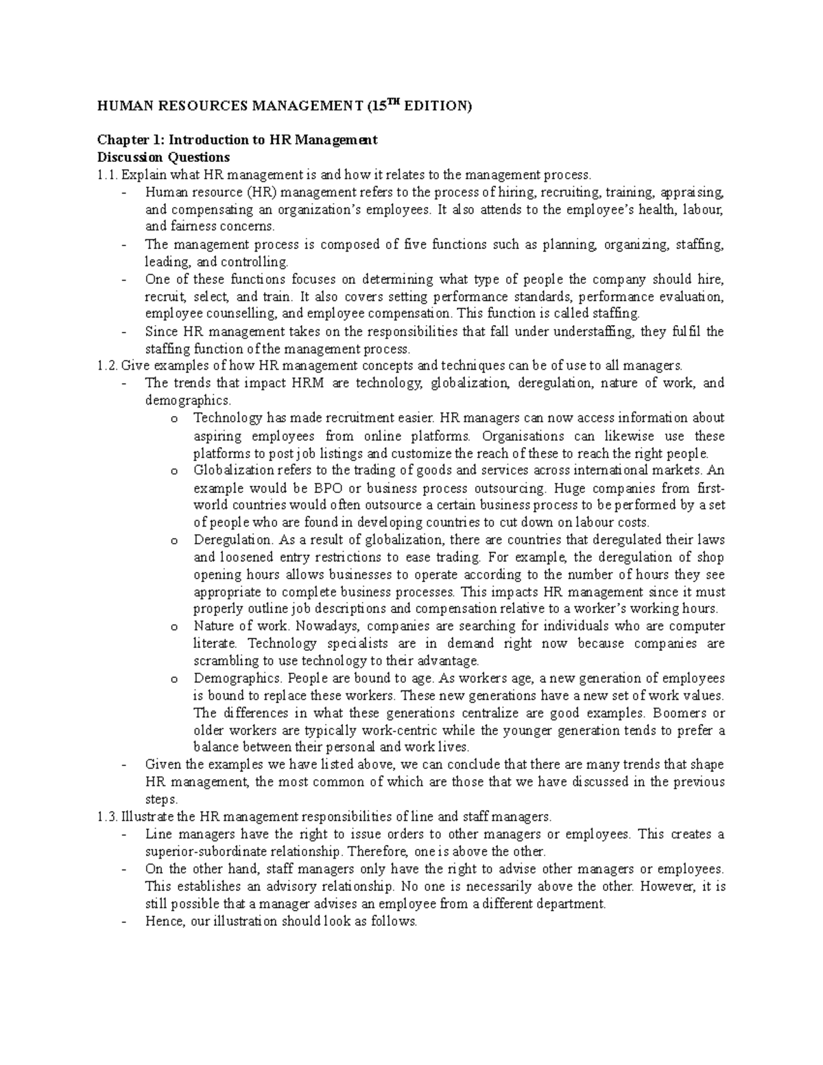 Human Resources Management (Course Code: HRM 101) - Chapter Insights ...