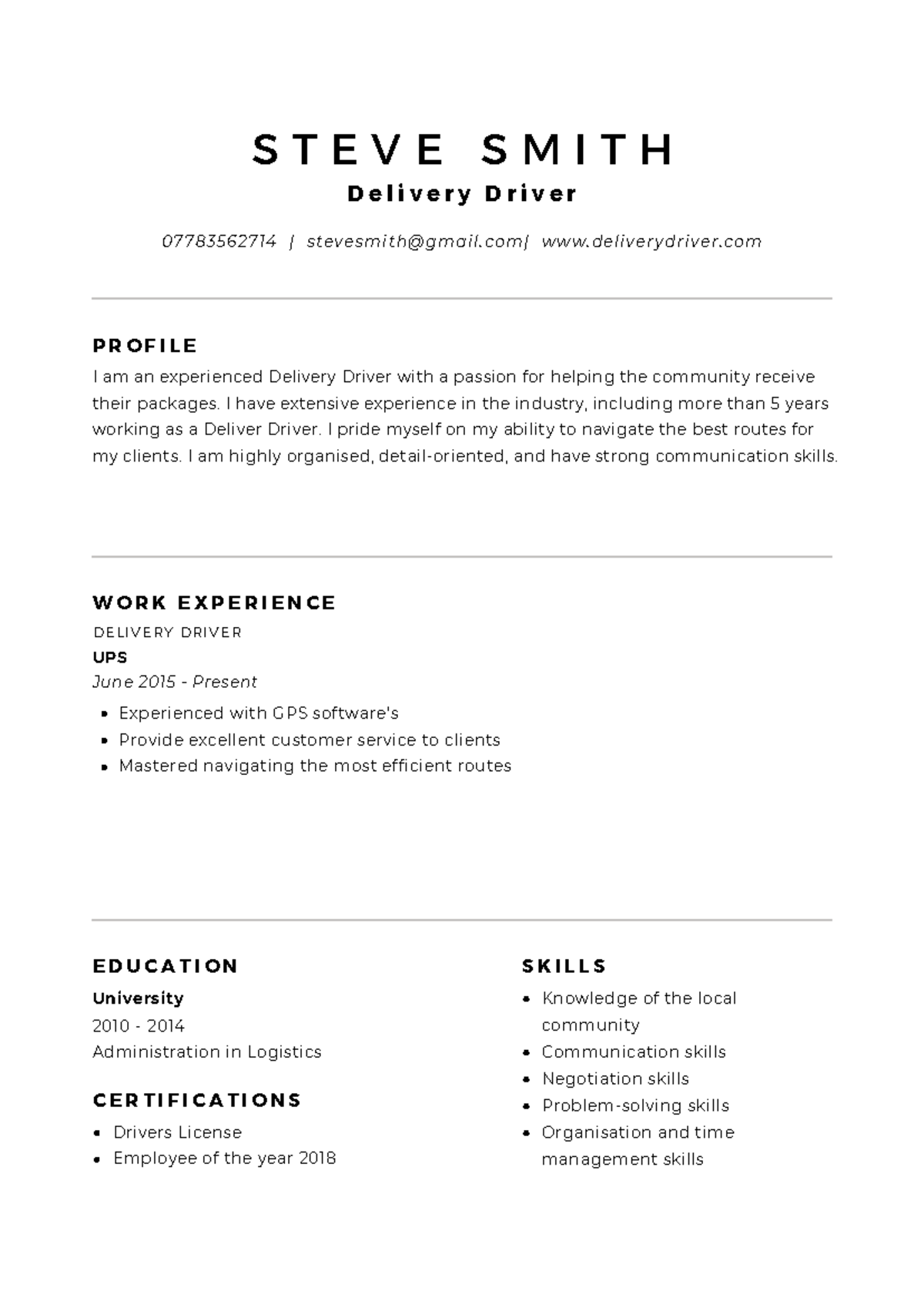 Black and White Simple Minimalist Real Estate Resume - D e l i v e r y ...