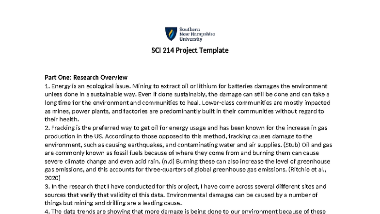 SCI 214 Project Template: Research Overview on Energy and Environment ...