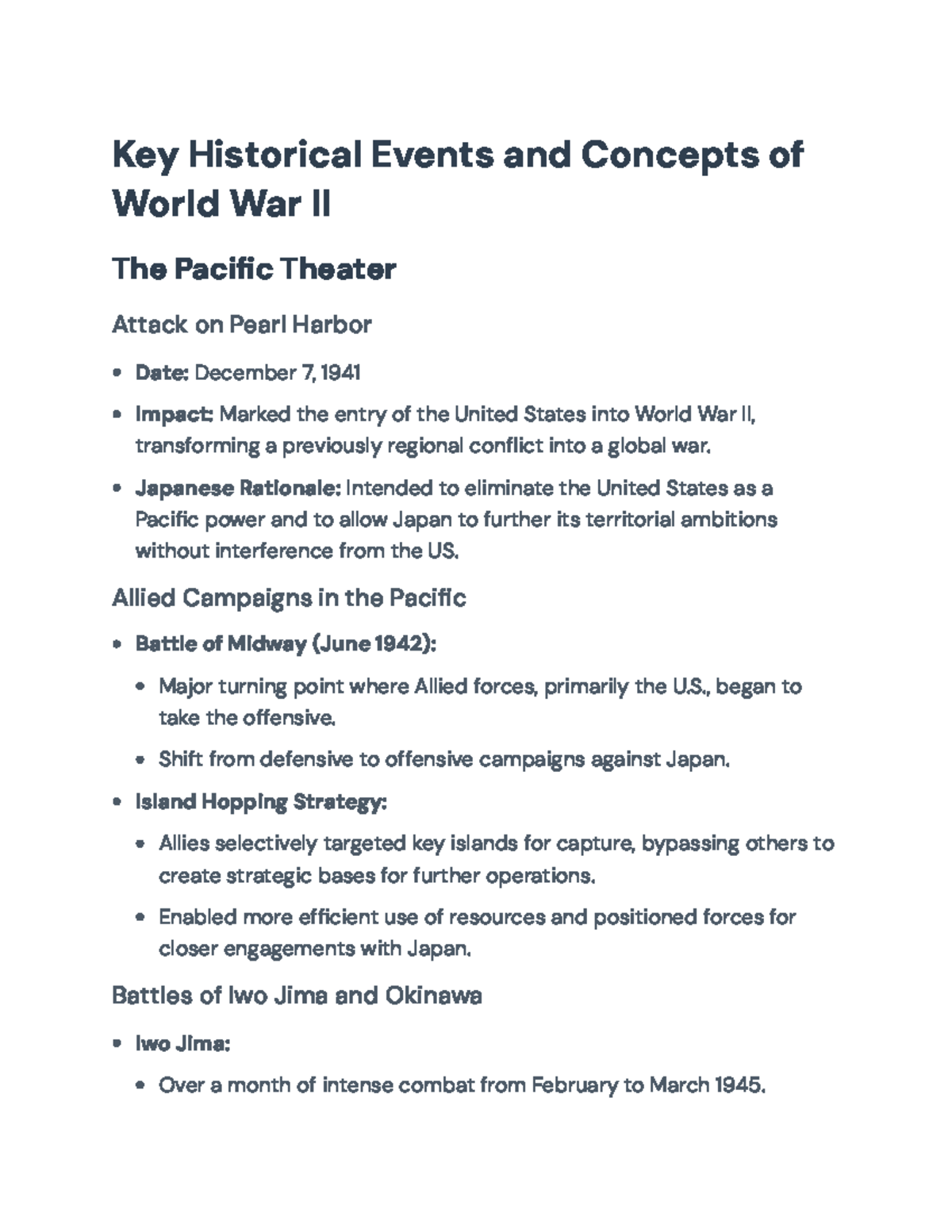 Key Historical Events & Concepts of WWII: Pacific & European Theaters ...