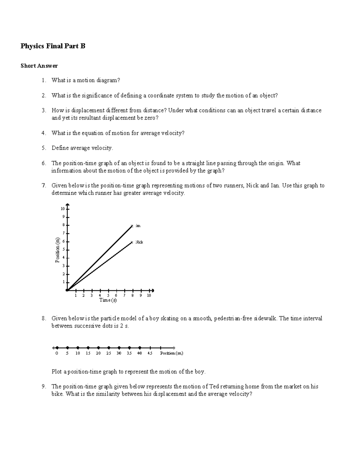 Physics Final Exam Part B: Short Answer Questions - Studocu