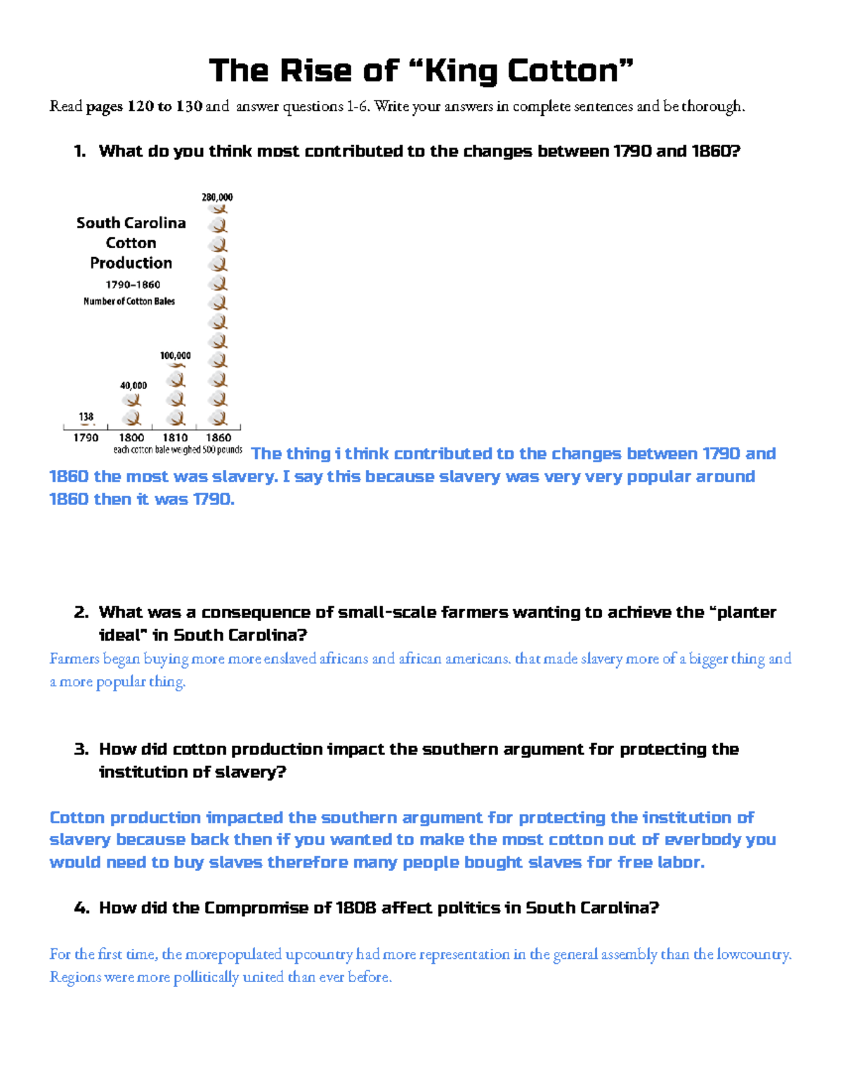The Rise of King Cotton: Insights and Analysis (HIST 210) - Studocu