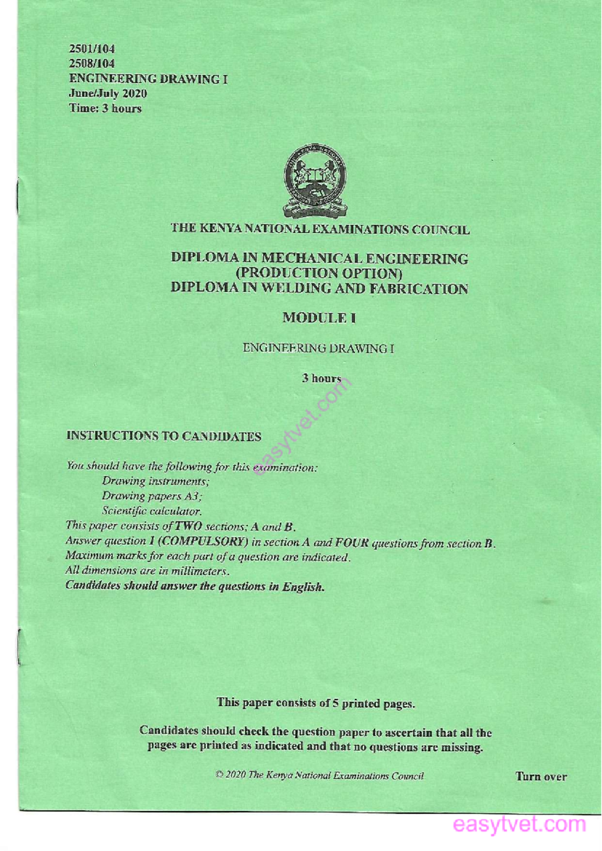 Eng. Drawing 2020j - Notes for revision - ENGINEERING DRAWING I 2020 ...