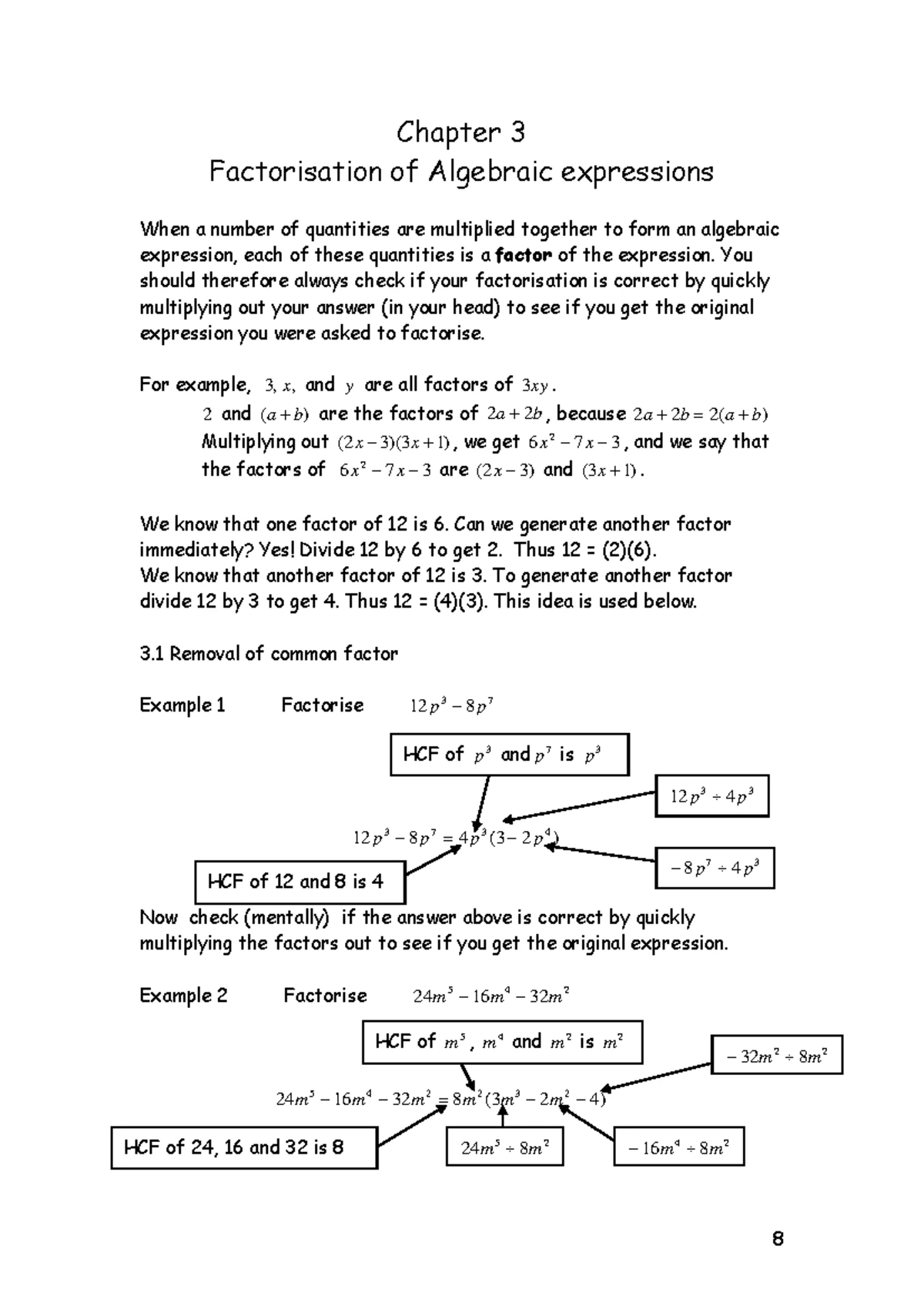 Chapter 3: Products & Factorisation of Algebraic Expressions (Math 101 ...