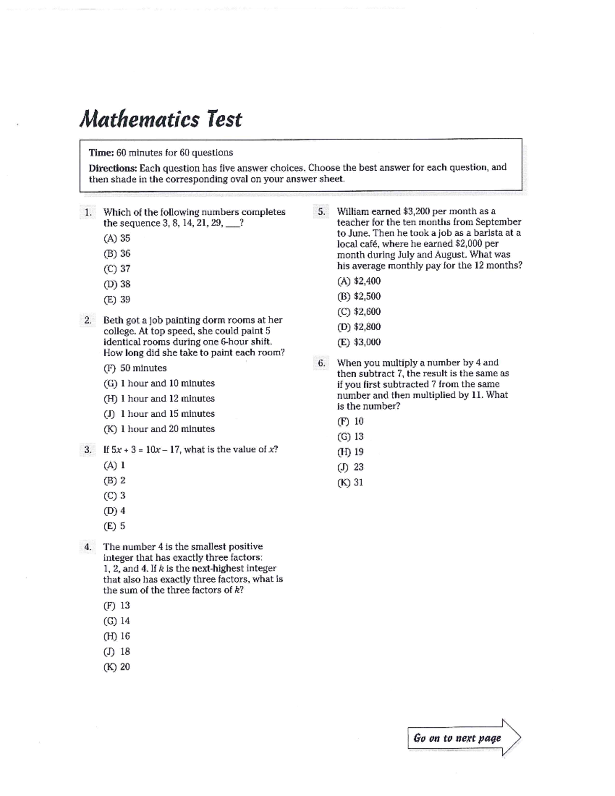 Mathematics Test (MATH 101) with Complete Answers and Explanations ...