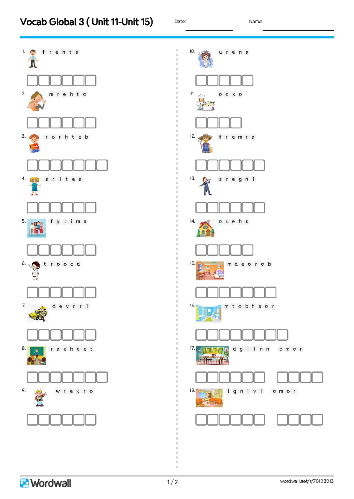 Vocab Global 3: Anagram Study for Units 11 & 15 - Studocu
