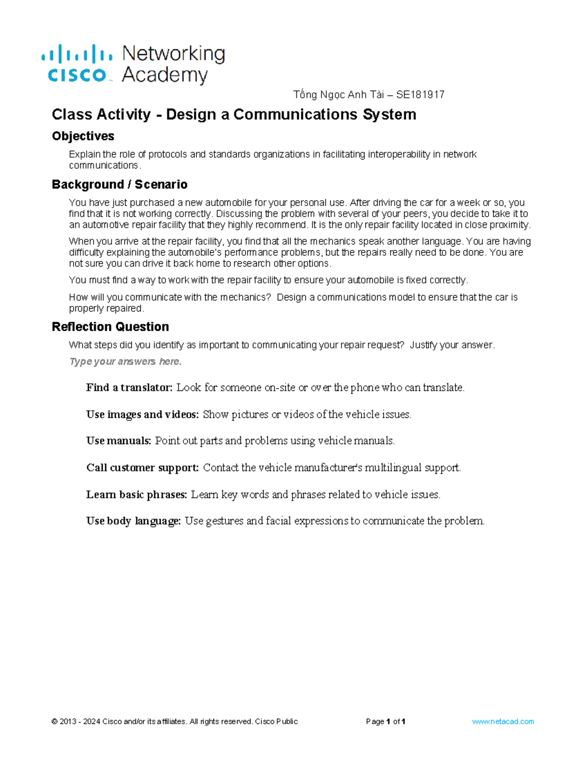 3.0.3 Class Activity - Designing Effective Communication Systems in ...