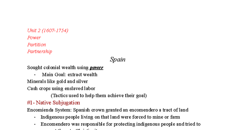 Unit 2: Colonial Wealth and Power Dynamics in Spain and the Americas ...