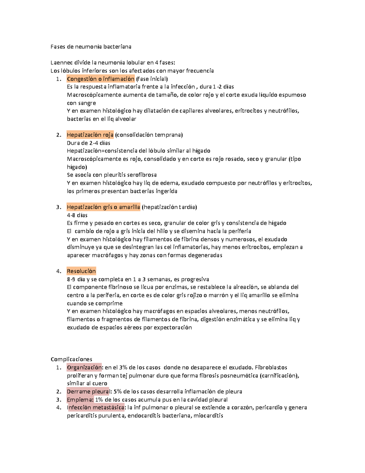 Neumo - Fases de neumonía bacteriana Laennec divide la neumonía lobular ...