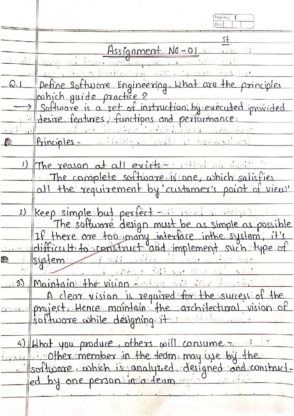 SE Assignment 1: Principles of Software Engineering and Process Models - Studocu