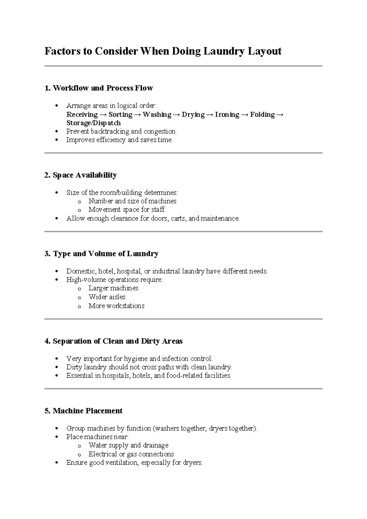 Laundry Layout Considerations: Workflow, Space, and Hygiene - Studocu