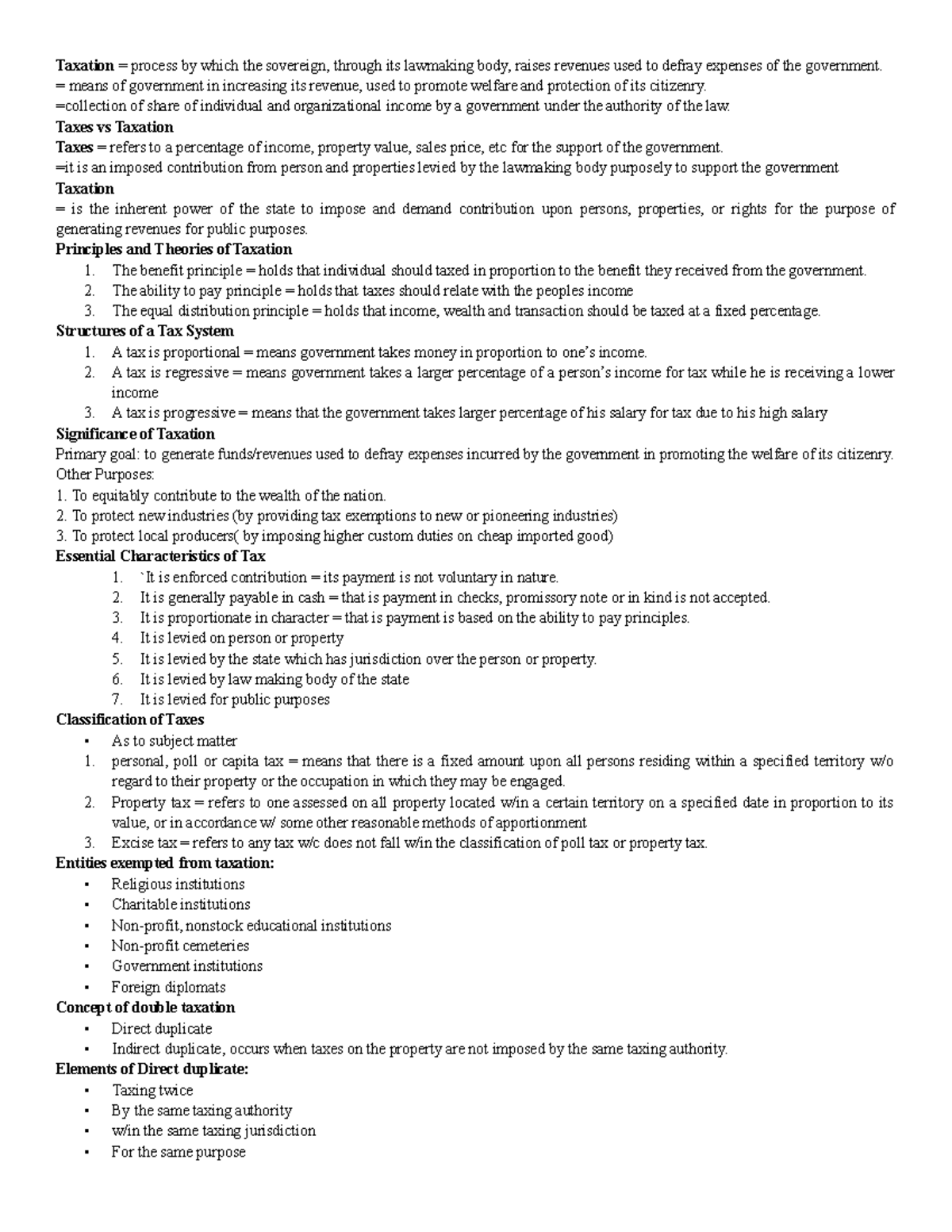Taxation - Concepts, Structures, and Problems in ABM 101 Analysis - Studocu