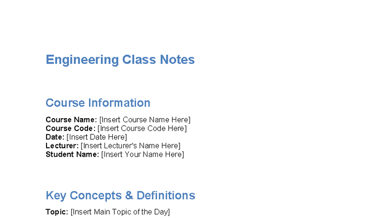 Engineering Class Notes: Key Concepts & Formulas for Course Code - Studocu