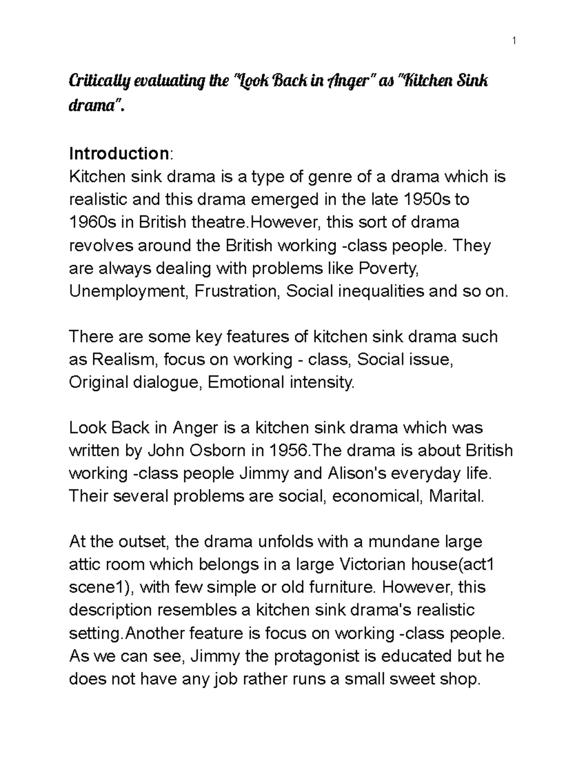 Critically Evaluating Look Back in Anger: A Kitchen Sink Drama Analysis ...