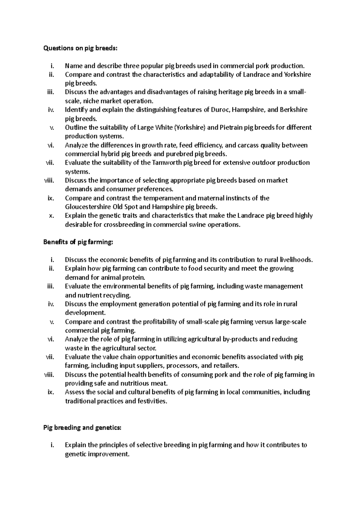 Swine Study Guide: Pigs, Breeds, Farming Benefits, & Genetics - Studocu