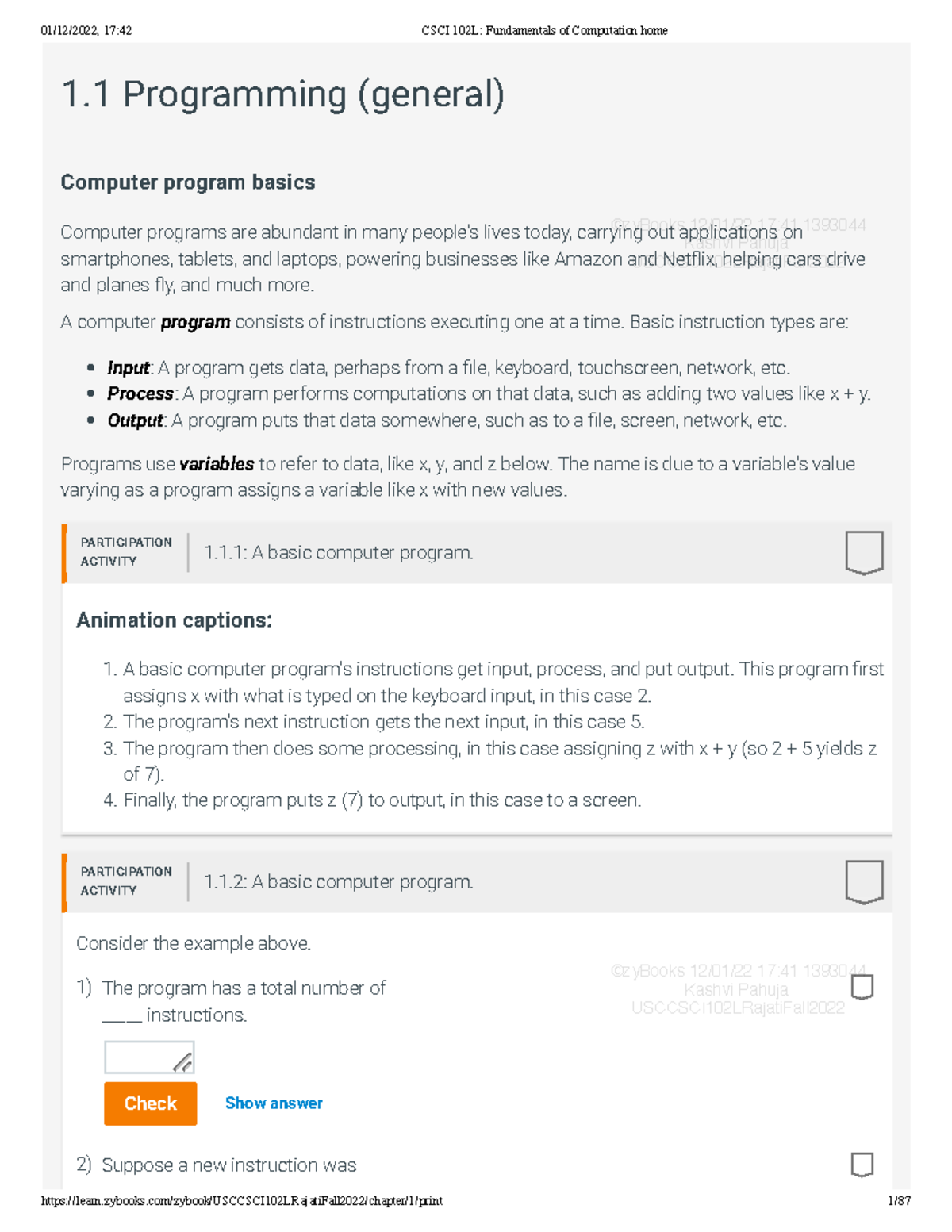 Csci 102l Cahpter 1 Full Zybooks Notes On Chapter 1 Introduction To C 1 Programming