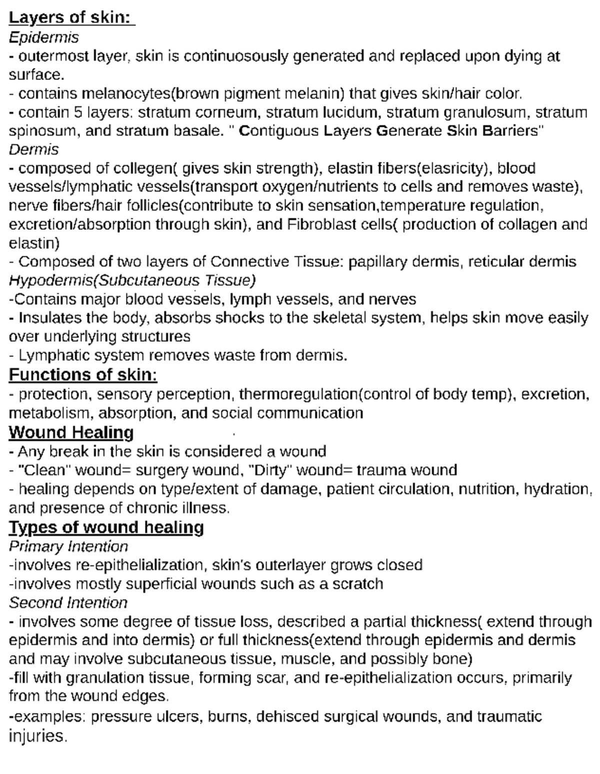 Wound care - Layers of skin: Epidermis outermost layer, skin is ...
