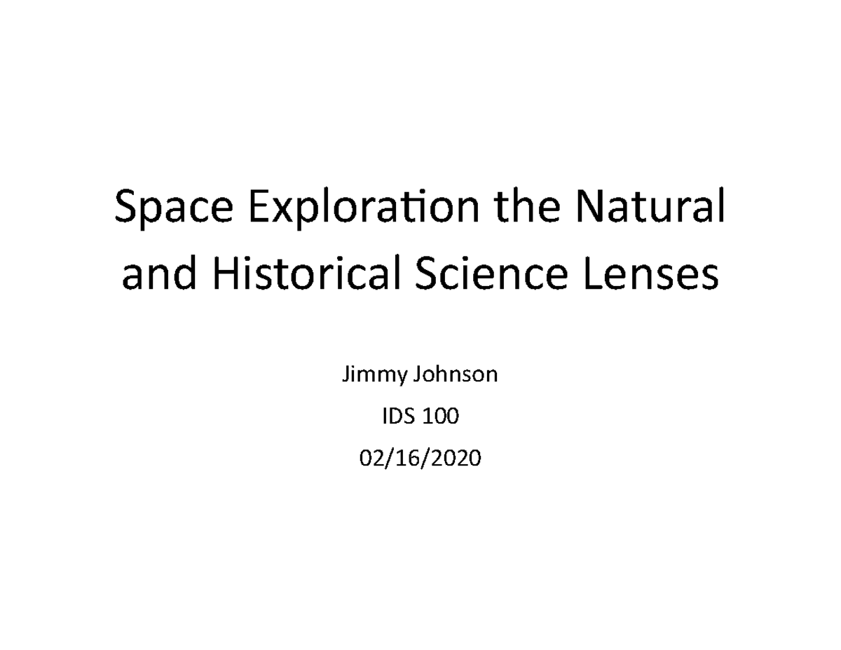 presentation notes - Space Exploration the Natural and Historical ...