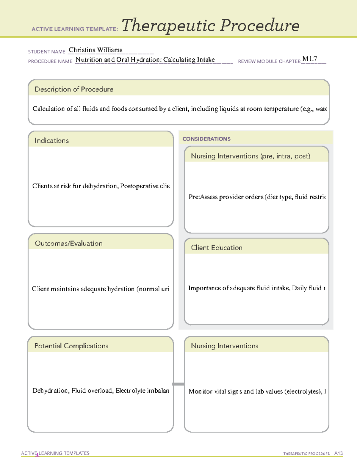Active Learning Template: Therapeutic Procedure A13 - Nutrition ...