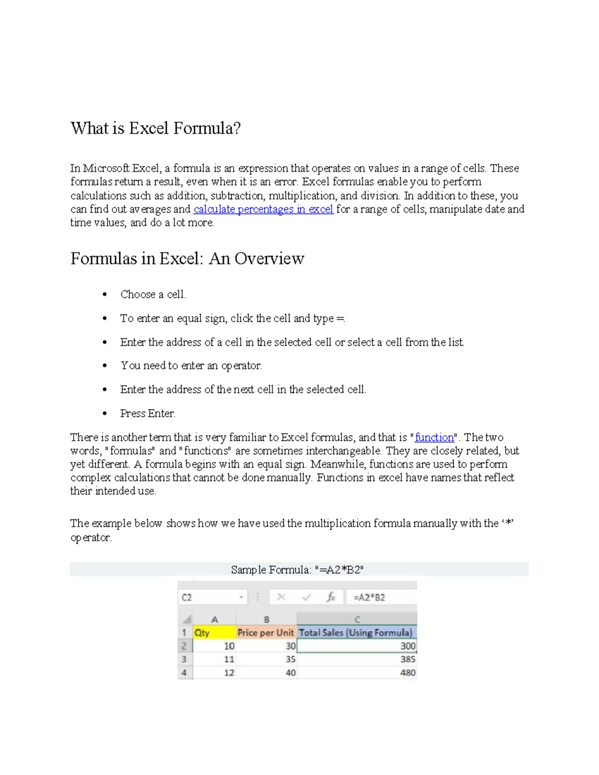 Excel Formulas Basics (PART 1) - Overview & Key Functions - Studocu