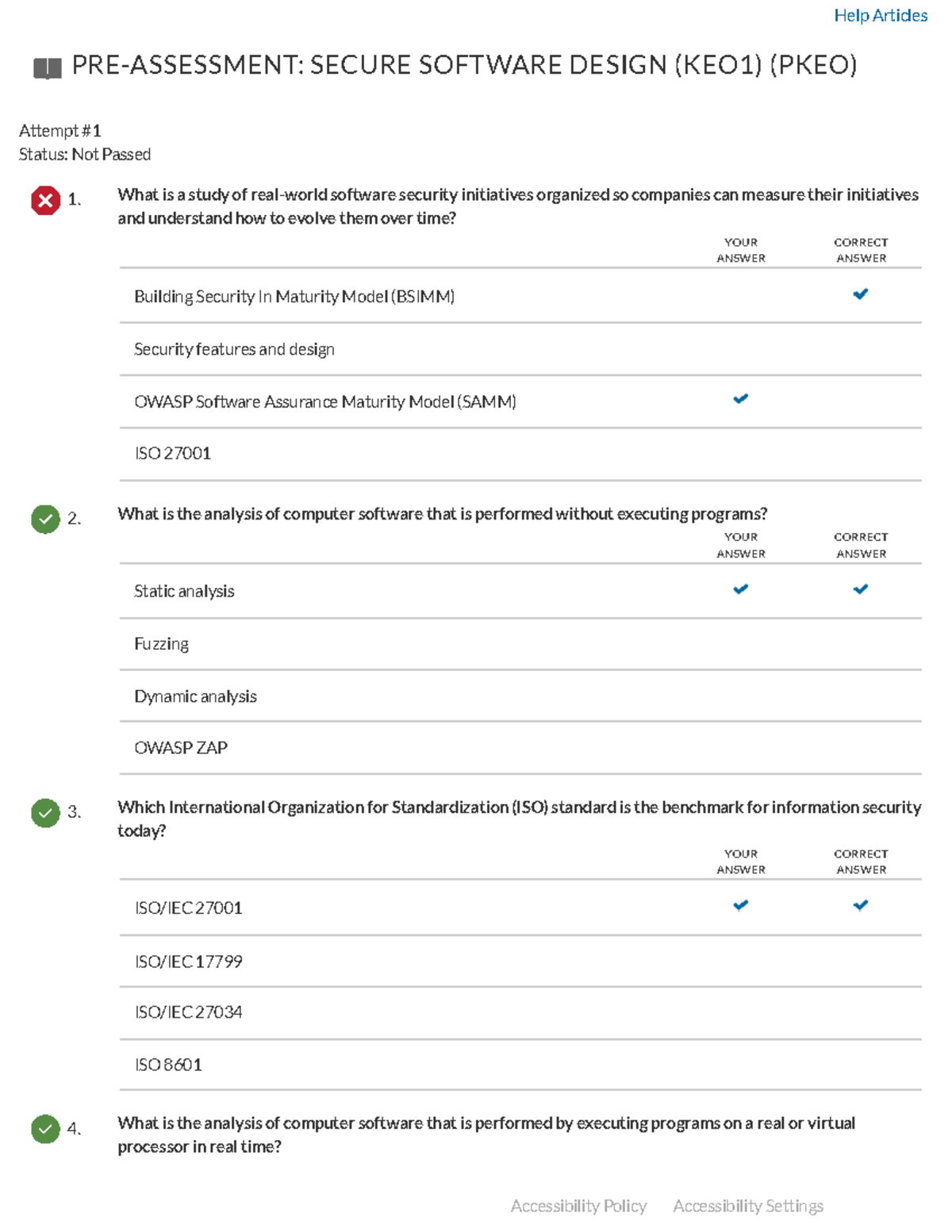 Help articles for secure software design (KEO1) pre-assessment report - Studocu