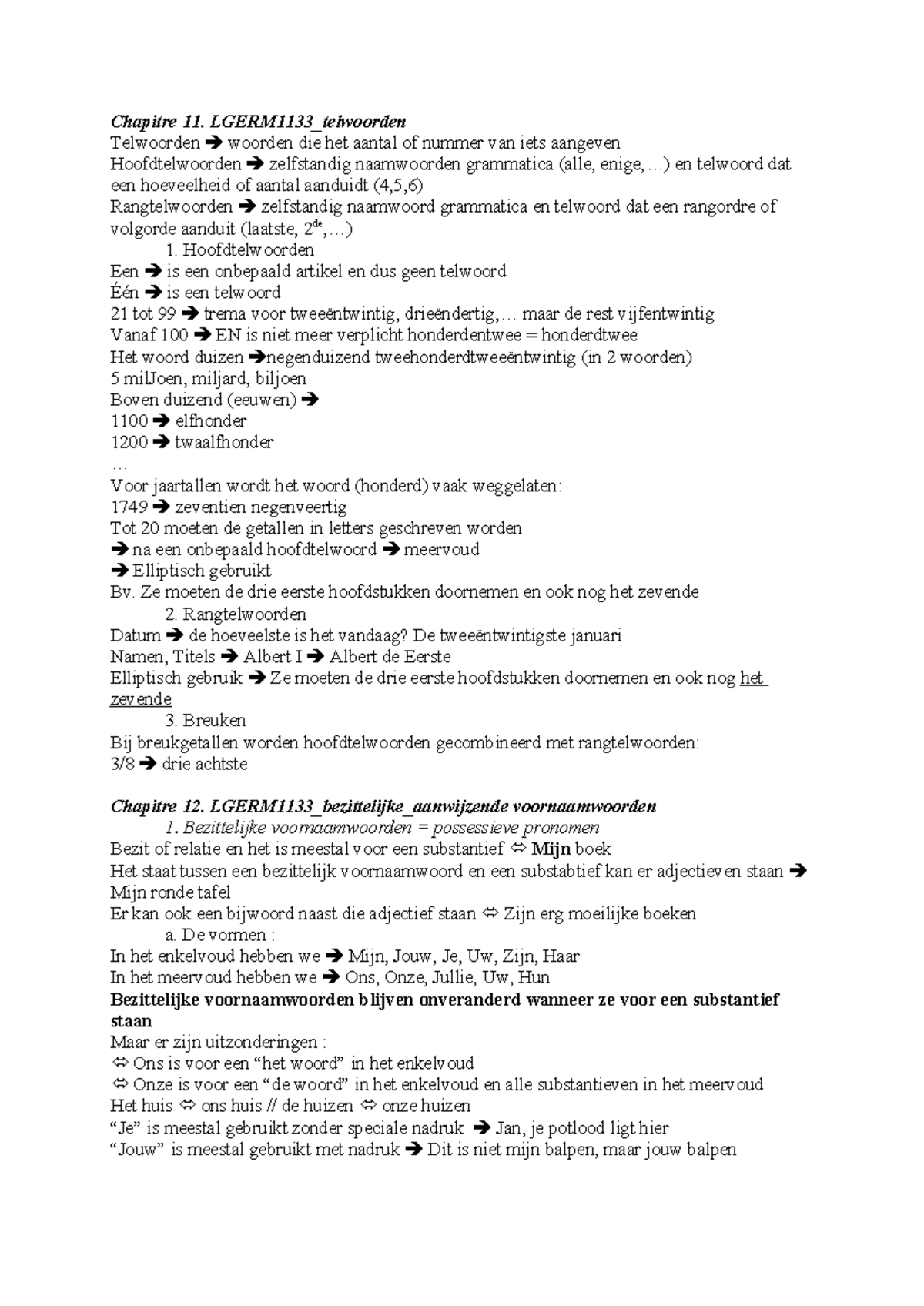 LGERM1133 - Chapitres 11 à 21: Notes de Grammaire et Exemples - Studocu