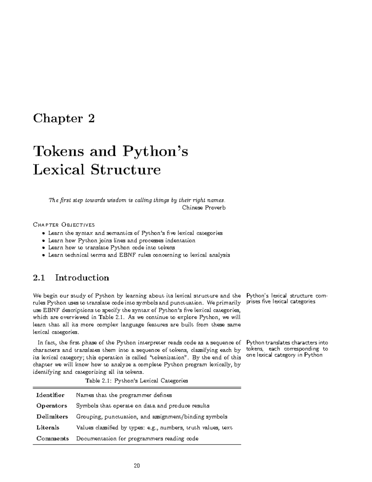 Chapter 2: Tokens and Lexical Structure - CS101 Python Programming ...