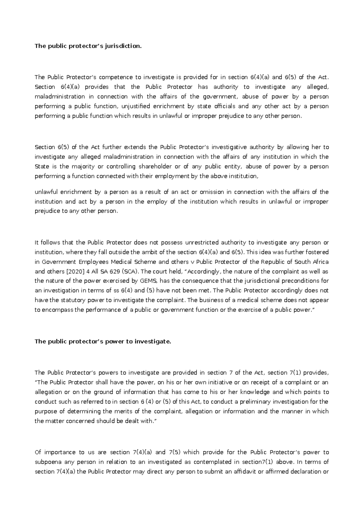 Public Protector's Jurisdiction & Investigative Powers Explained - Studocu