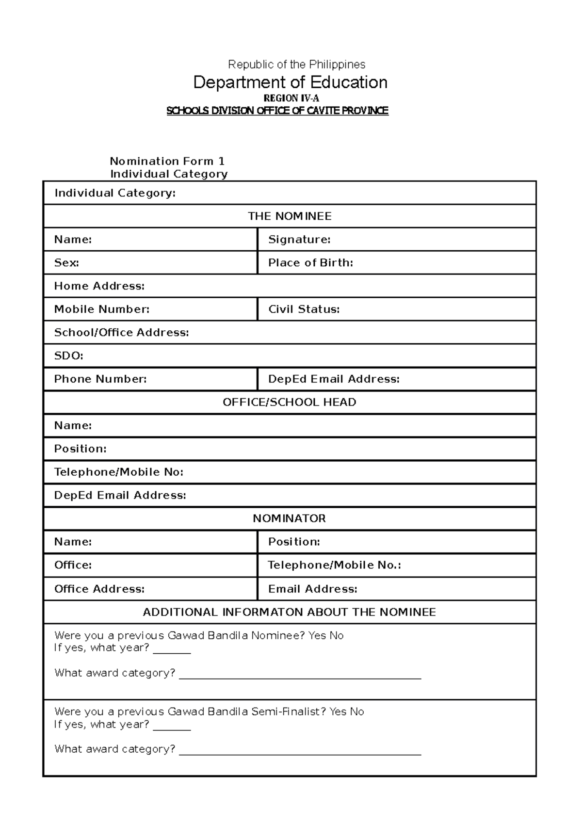 2021 Gawad Patnugot Nomination - Republic of the Philippines Department ...