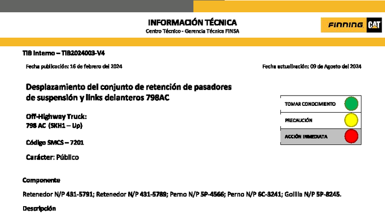 Informe Técnico sobre Desplazamiento de Pasadores de Suspensión 798AC ...