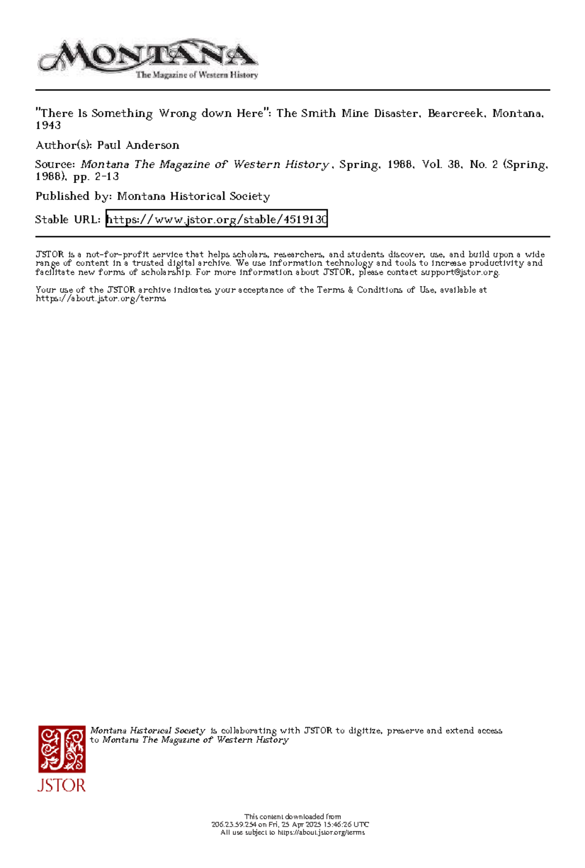Smith Mine Disaster Analysis: Insights on Bearcreek, Montana, 1943 ...