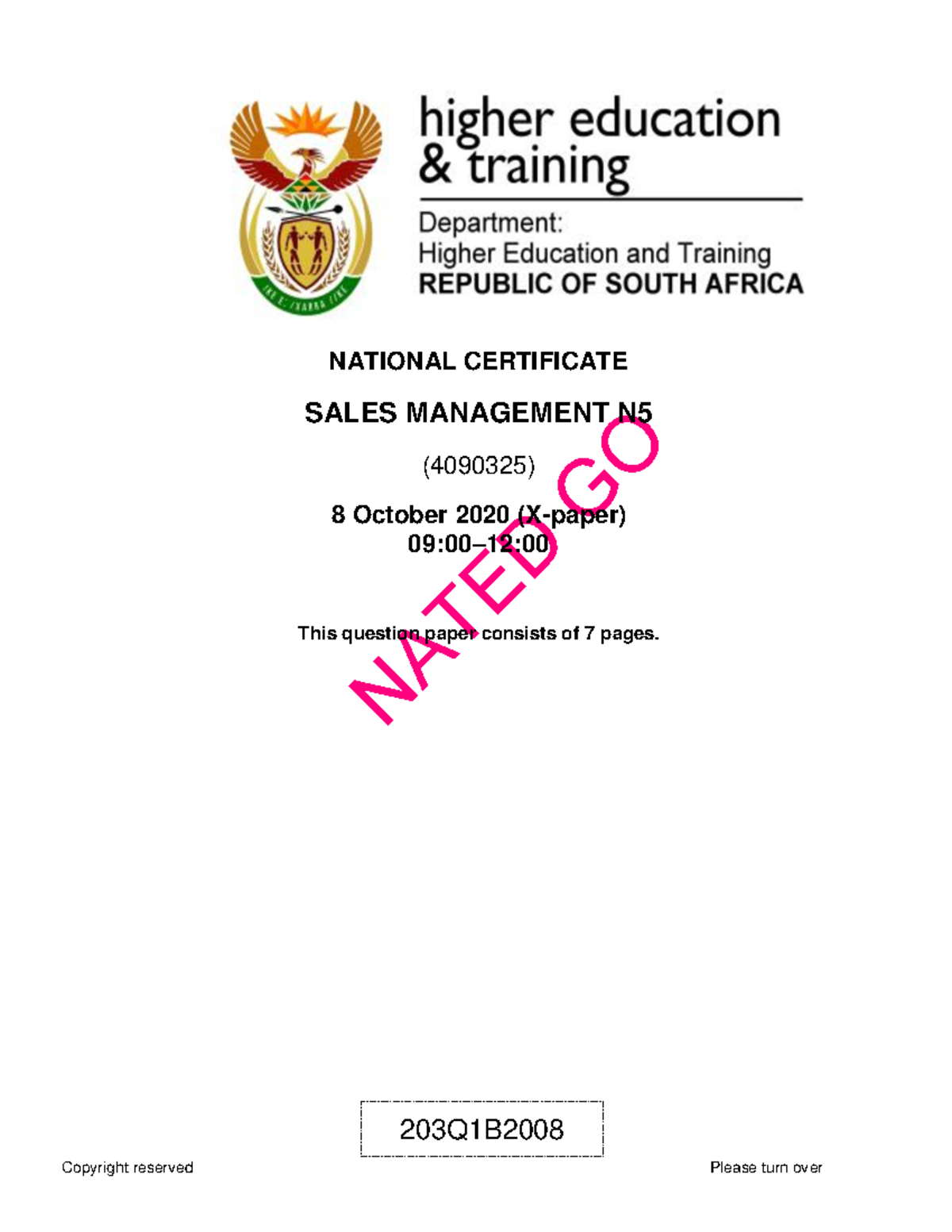 2020 N1430 Sales Management N5 JUNE QP 2020 1 - NATED GO NATIONAL ...
